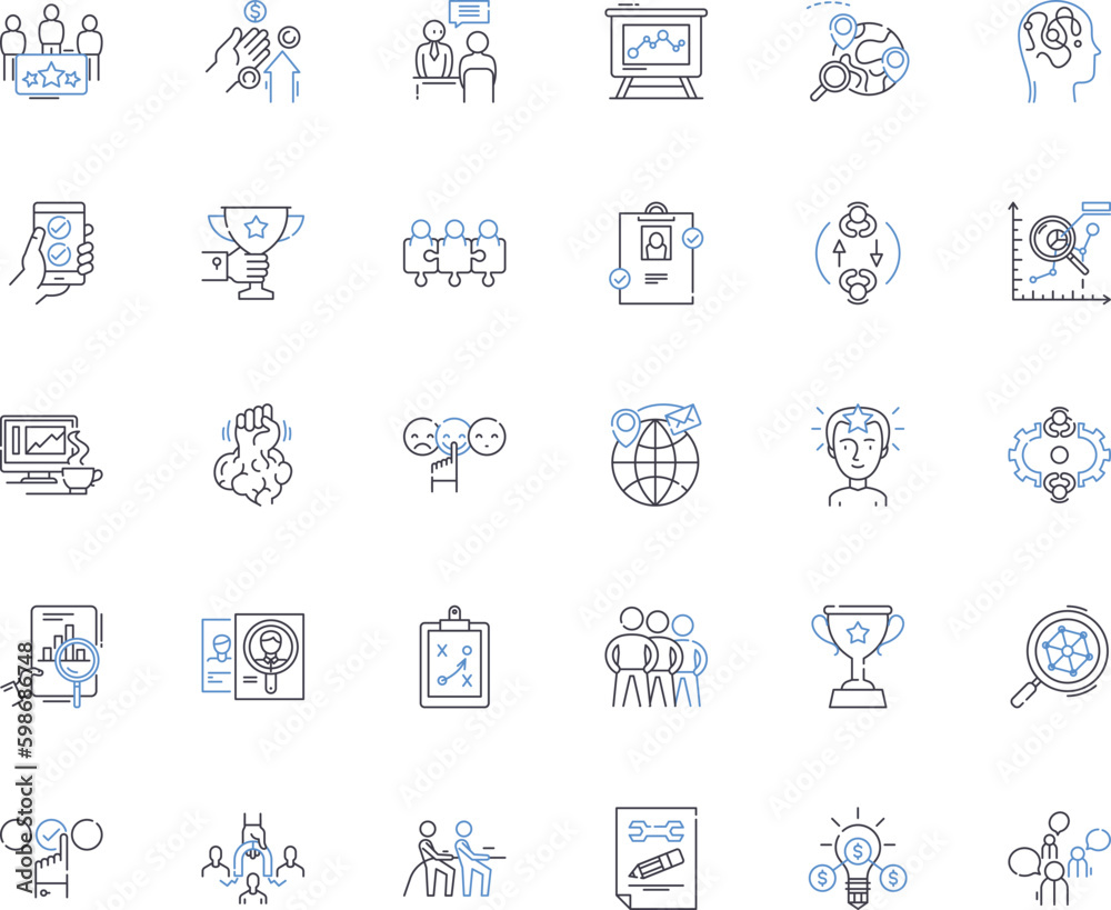 Corporate leaders line icons collection. Visionary, Strategist ...