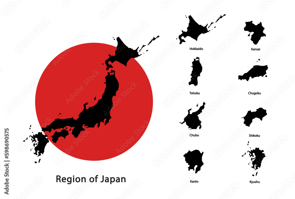 japan map and infographic of provinces, political maps of japan, region ...