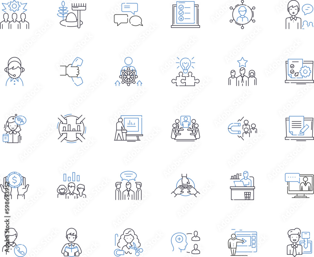 Work path line icons collection. Career, Ambition, Goals, Occupation ...