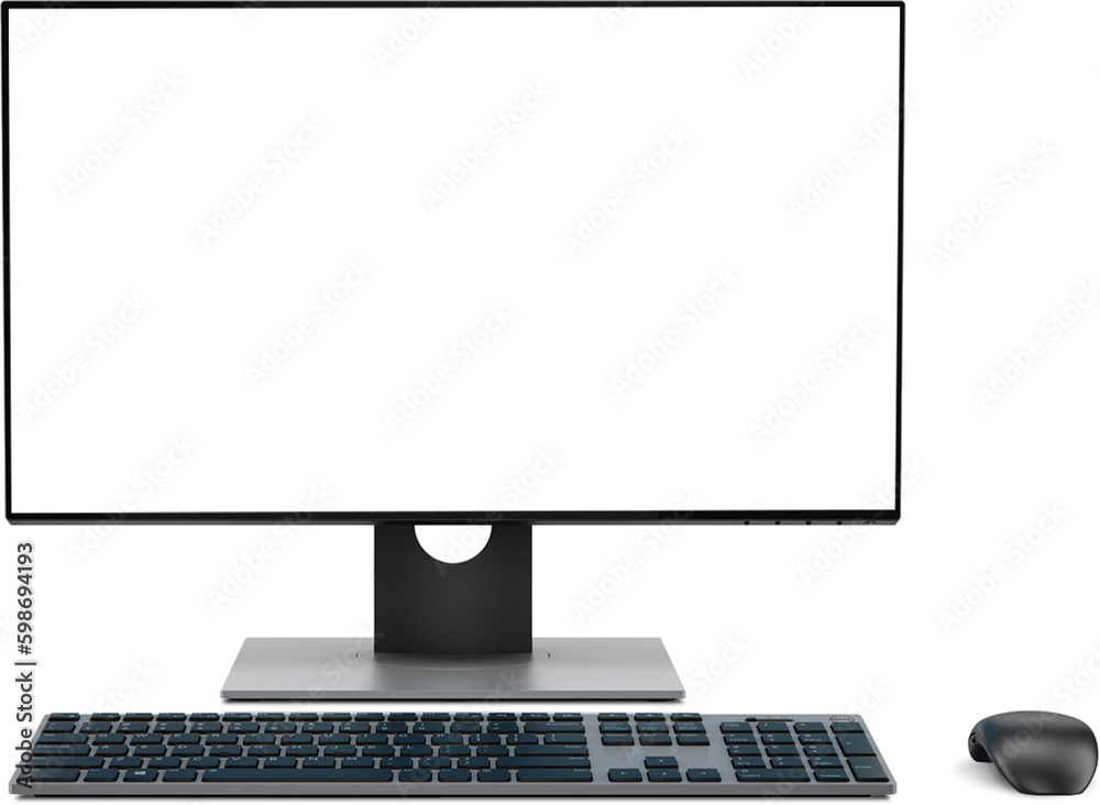 computadora de escritorio con teclado y mouse con fondo transparente y ...