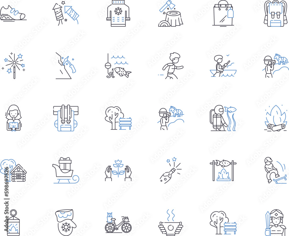Stockvector Self-reflection line icons collection. introspection ...