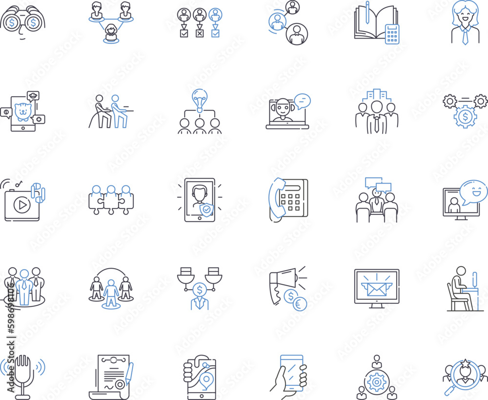 Social responsibility line icons collection. Philanthropy ...
