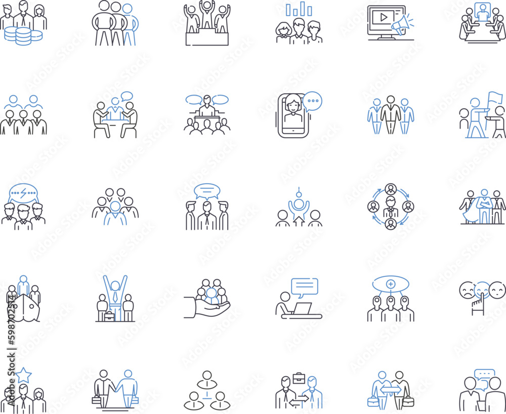 Vetor de Partnership line icons collection. Collaboration, Cooperation ...