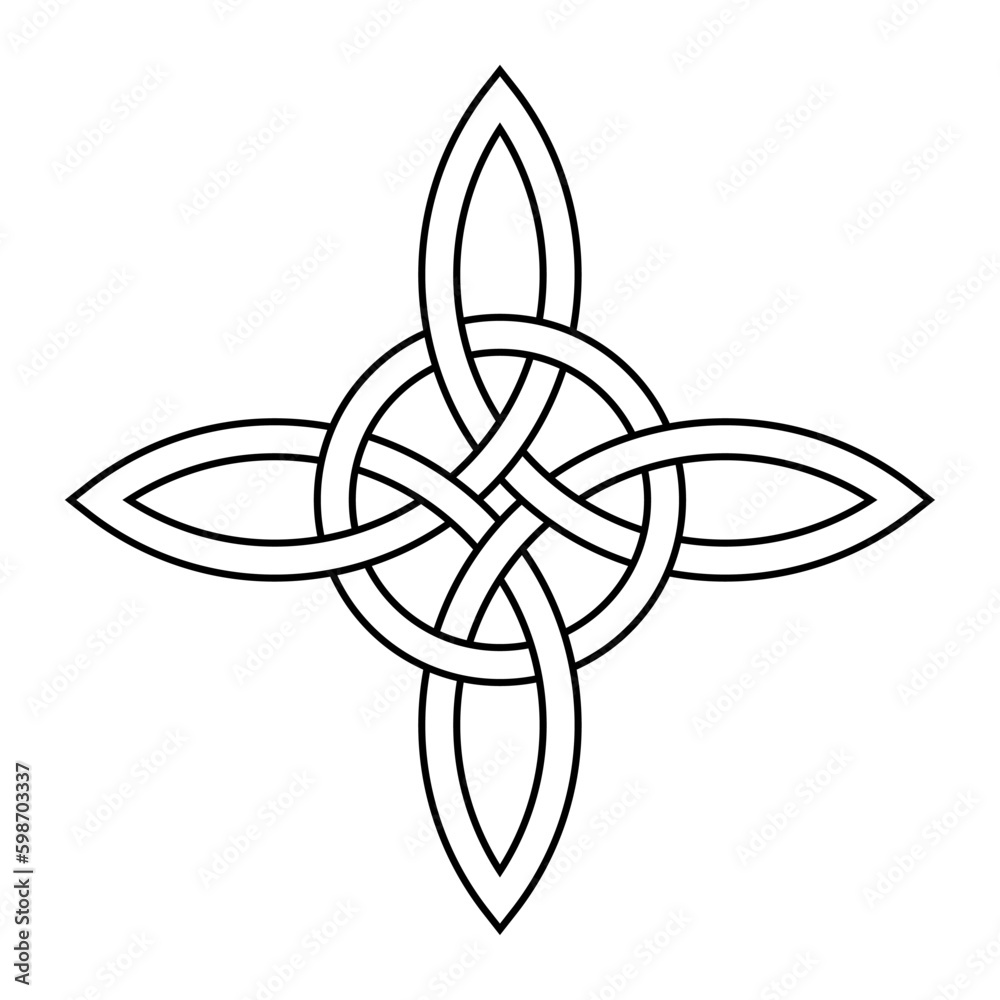 Celtic quad knot with interlaced circle. Celtic cross, formed by four ...