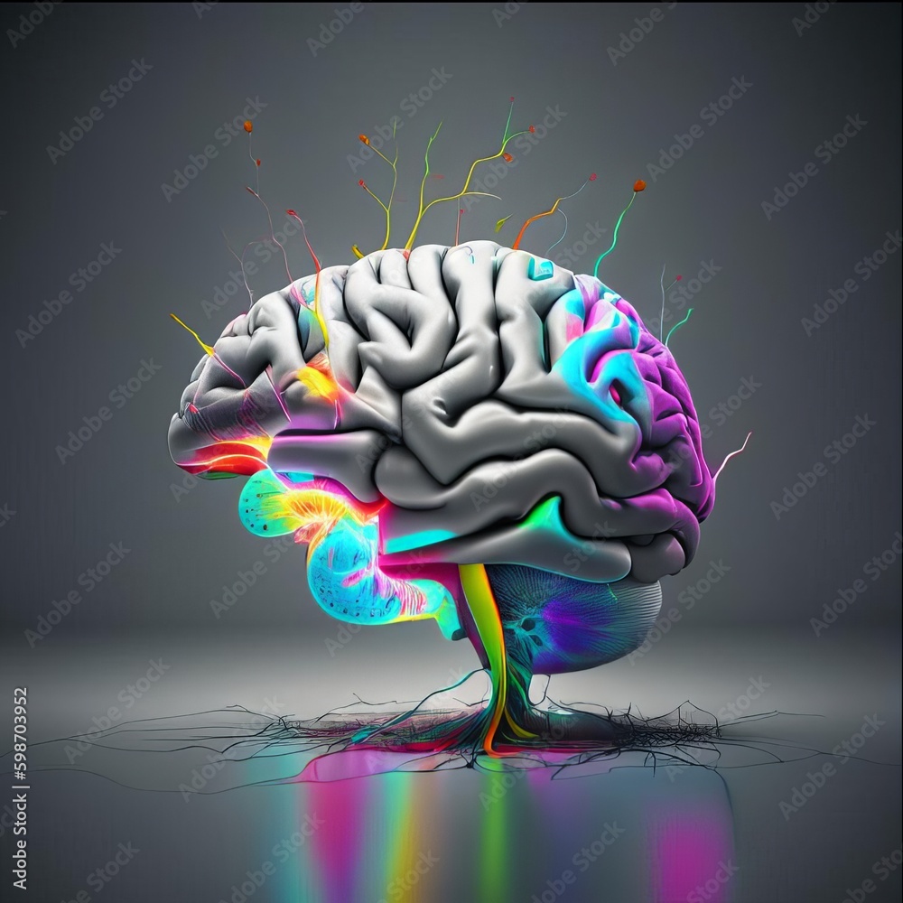 Human brain anatomy with colored regions Stock Illustration | Adobe Stock