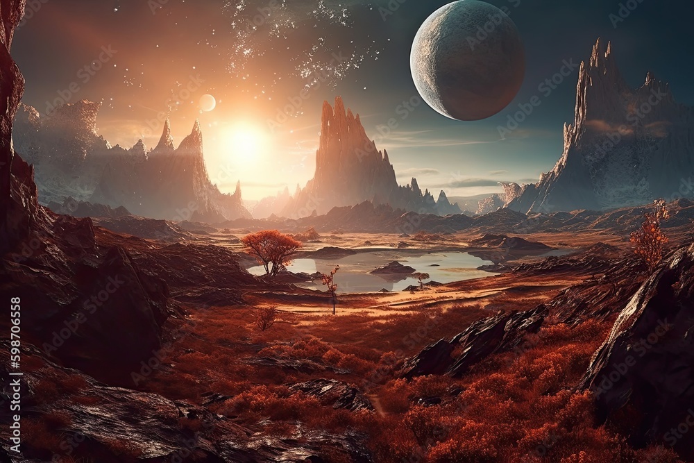 Explore the Alien Planet Landscape: Beautiful Cosmic Painting HD ...