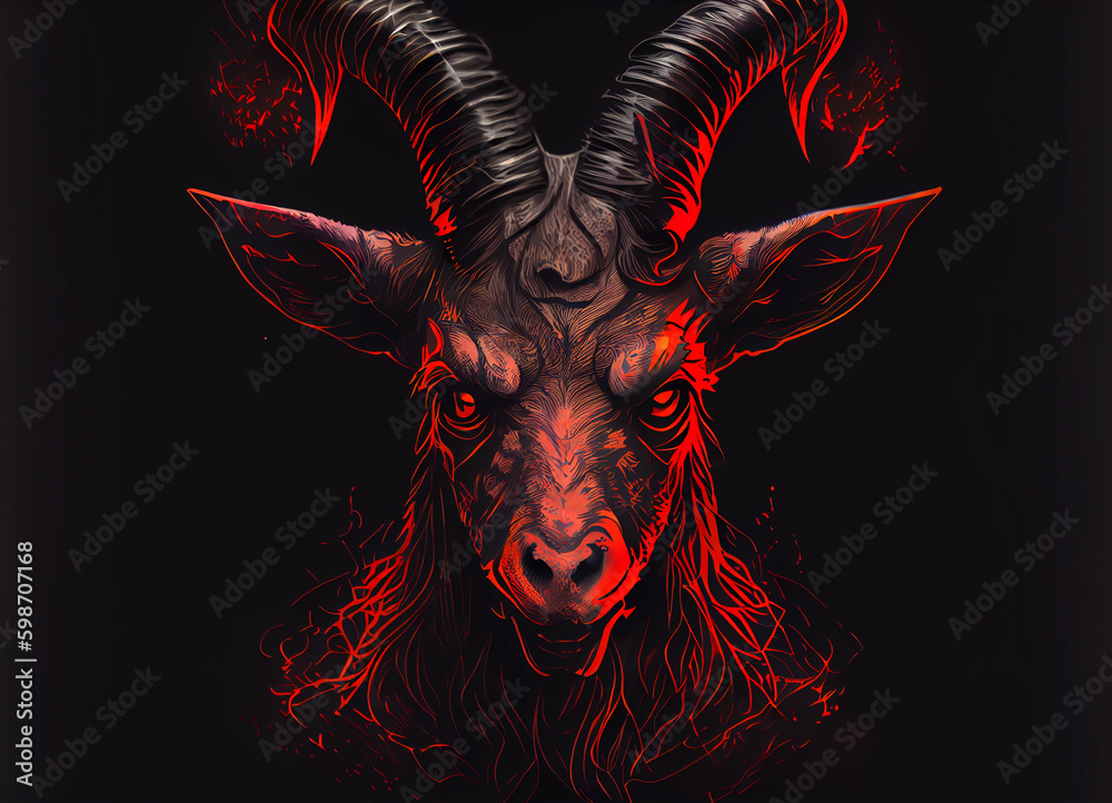 goat devil with horns. ai generated Generative AI Stock Illustration ...