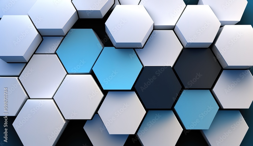 hexagonal technology vector abstract background. Blue bright energy flash under hexagon in ...