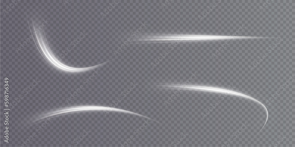Luminous white lines png of speed. Light glowing effect. Abstract ...