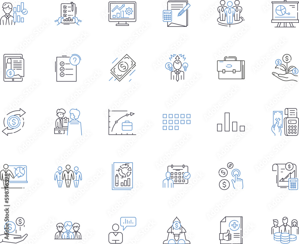 Data Management Line Icons Collection Organization Storage Retrieval Analysis Processing