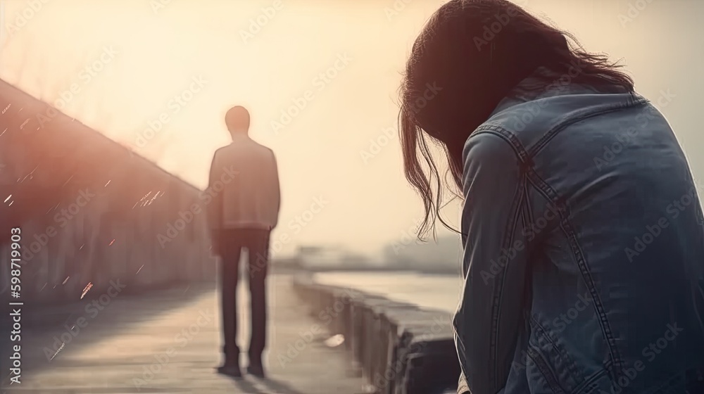 Sad Girl Walking Away From Boy