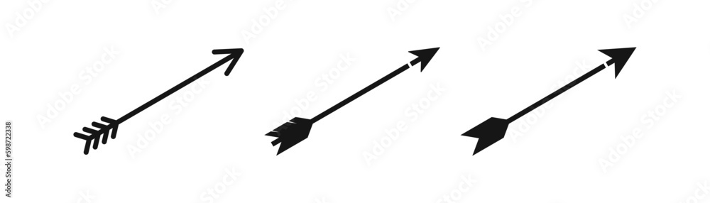 Bow arrow icon. Archery symbol. Archer signs. Arrowhead, feather ...