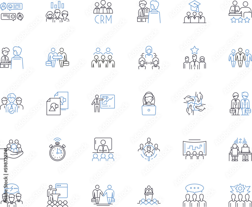 Administrative assembly line icons collection. Governance, Leadership ...