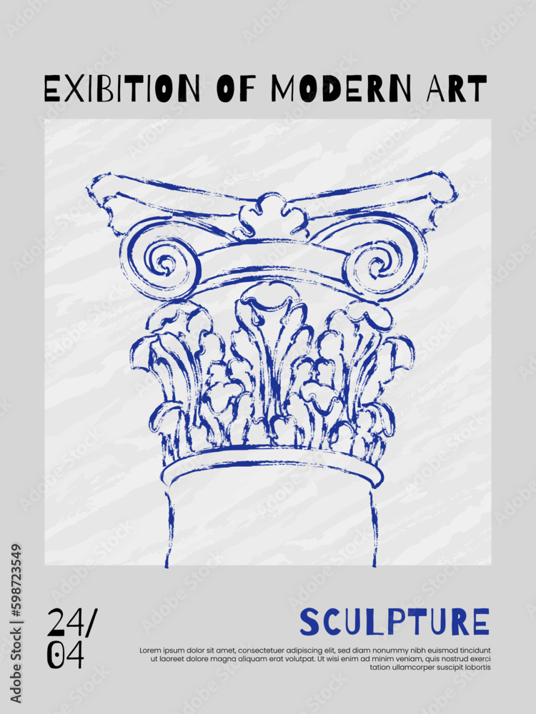 Creative cover or poster concept with classical art sketch of ...