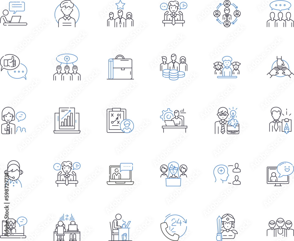 Staff operations line icons collection. Recruitment, Training ...