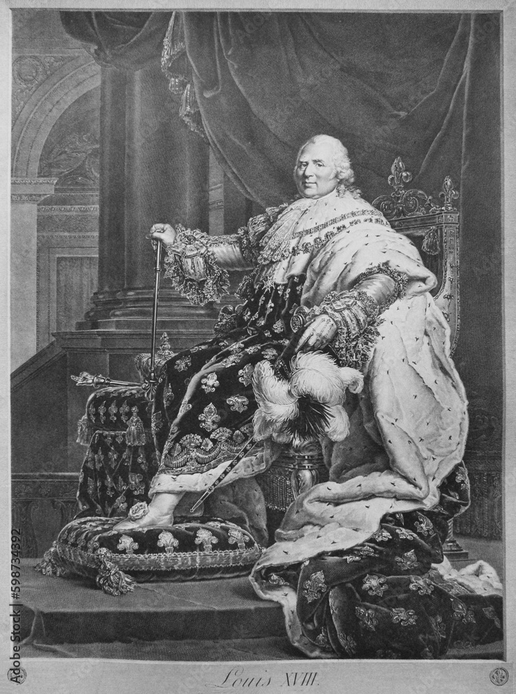 Louis XVIII was King of France in the old book the The Portrait gallery ...