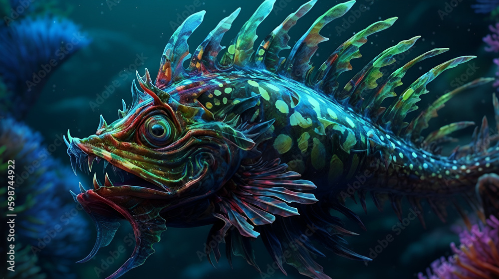 ai generated of Mariana Trench Magical fantasy psychedelic creatures ...