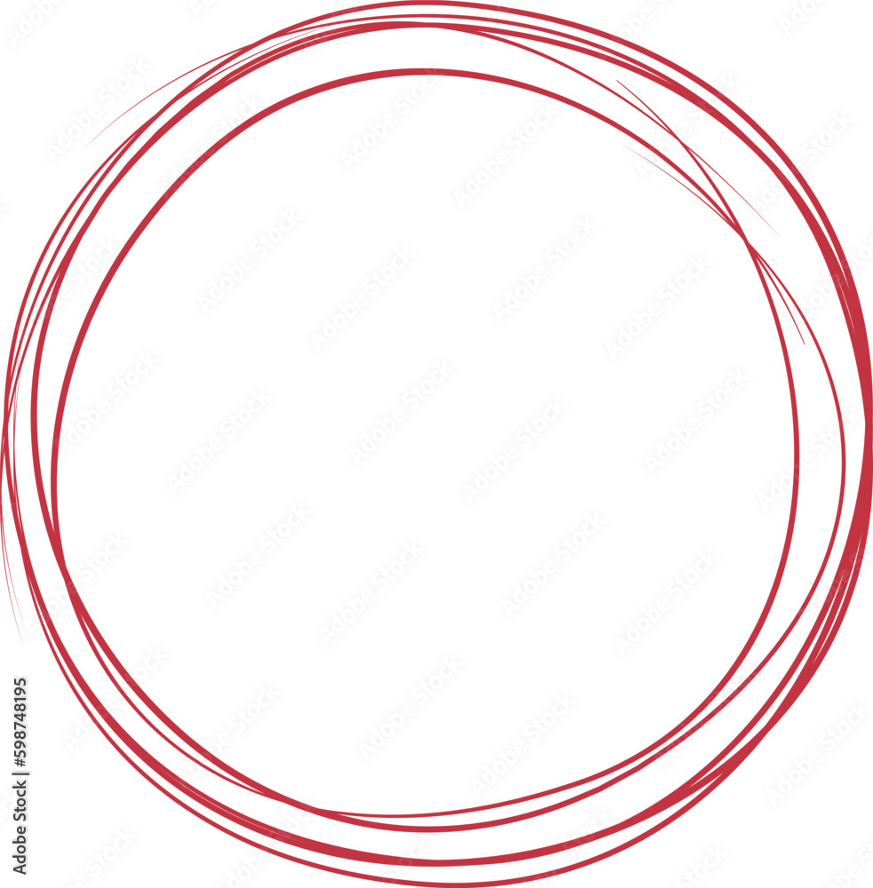 Red circle line hand drawn. Highlight hand drawing circle isolated on ...