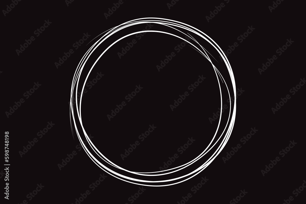 White circle line hand drawn. Highlight hand drawing circle isolated on ...