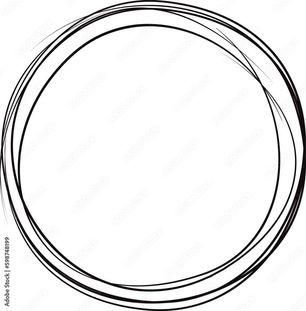 Black circle line hand drawn. Highlight hand drawing circle isolated on ...