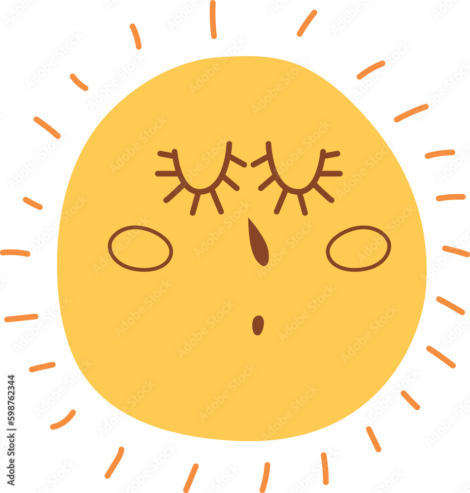 Baby sun face in PNG on transparent background. Cute kids sun character ...