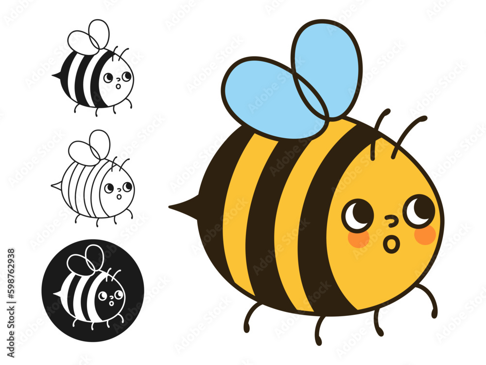 Bee honey insect characters cartoon set. Comics kids honeybee ...