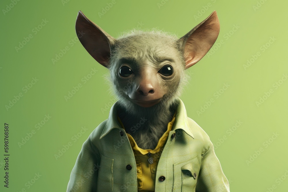 Anthropomorphic bat dressed in human clothing. humanized animal concept ...