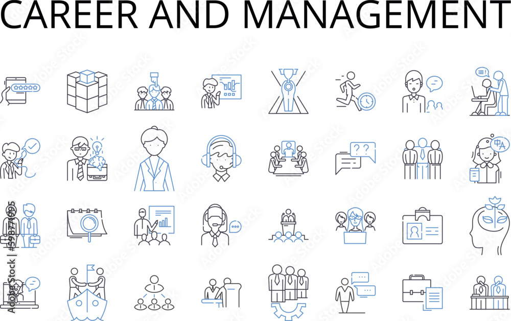 Career and management line icons collection. Profession, Occupation ...