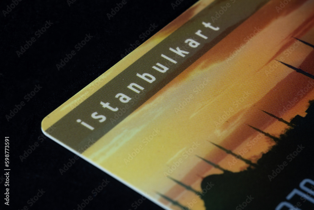 ISTANBUL, TURKEY - MAY 22, 2023: Selective blur on the istanbulkart ...