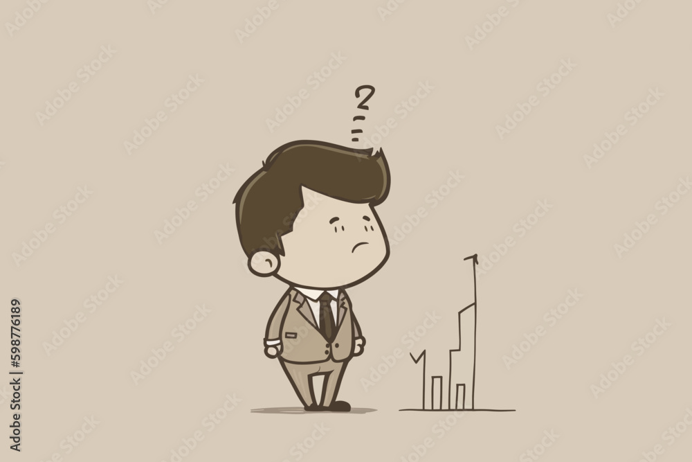 Doodle inspired Investment banker, cartoon sticker, sketch, vector ...
