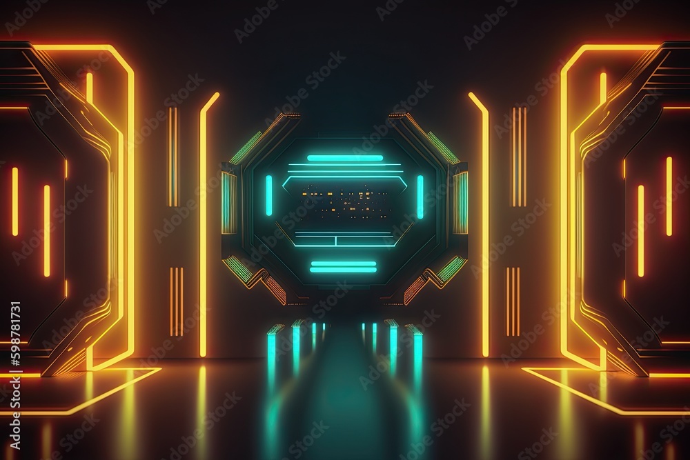 Abstract sci-fi background material,technology neon background Stock ...