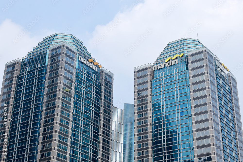 Exterior view of the building and logo of the state-owned enterprise ...