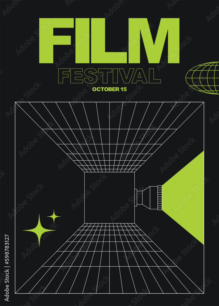 Movie and film festival poster design template background with vintage ...