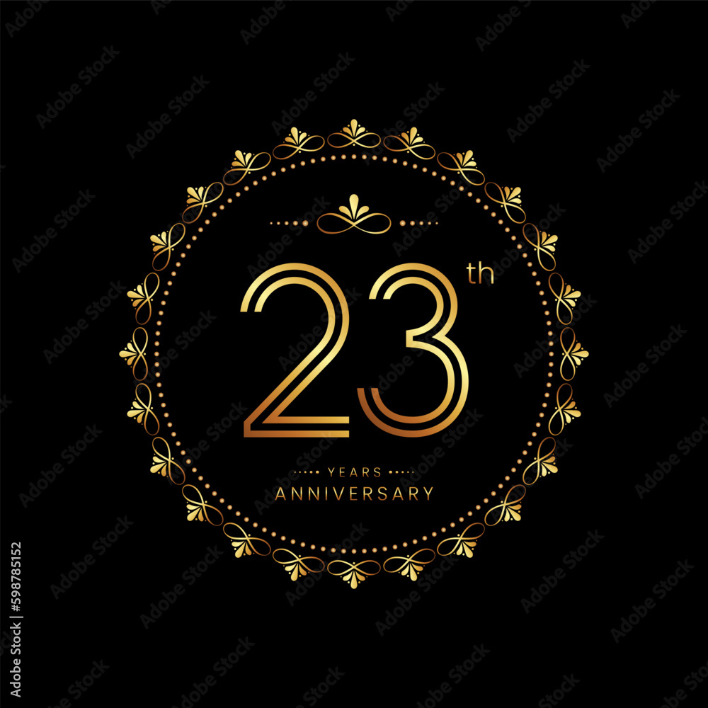 23th anniversary logo with golden number for celebration event ...