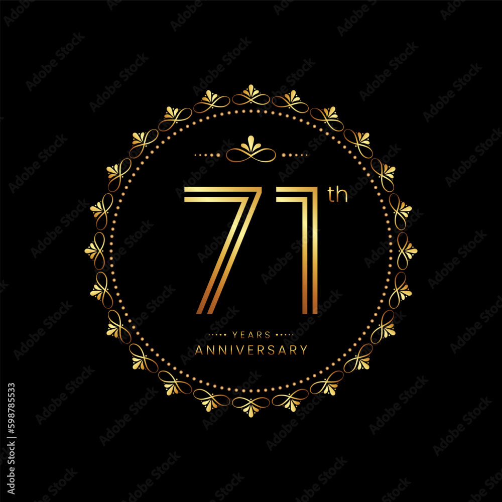 71th anniversary logo with golden number for celebration event ...