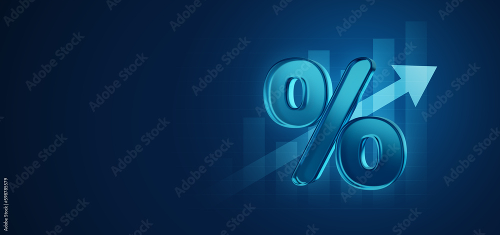 Blue percentage business 3d sign on percent icon finance interest ...