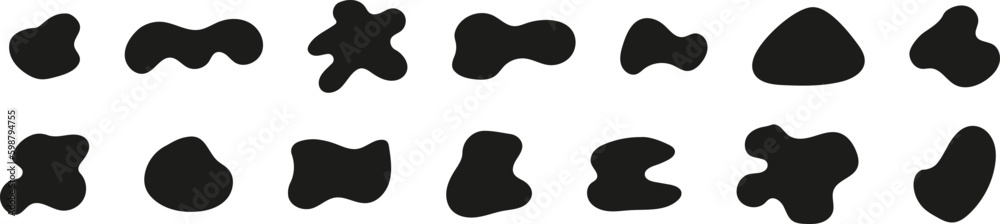 Abstract blotch shape. Random abstract liquid organic black irregular ...