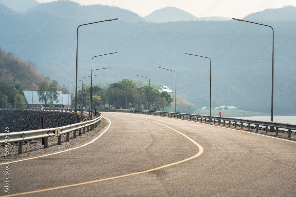 Roadside metal rail barrier structure which is installed on side of the ...