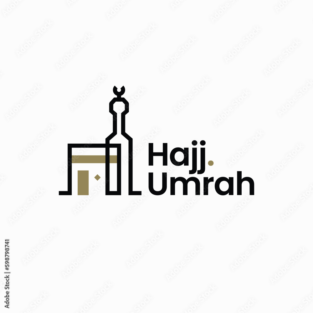Hajj And Umrah Logo Arab Kaaba Hajj Umrah Tour Travel Logo Icon Vector