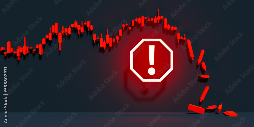 The concept behind the stock market red flags and crashing charts, 3d ...