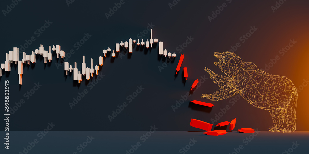 Conceptual background of a stock market chart collapsing under a bear ...