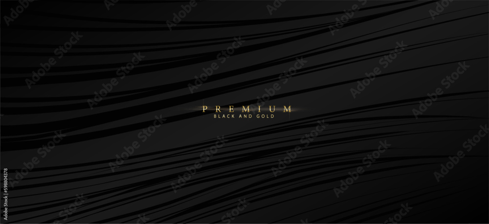 Total black banner. Luxury dark template with sinuous and wavy lines ...