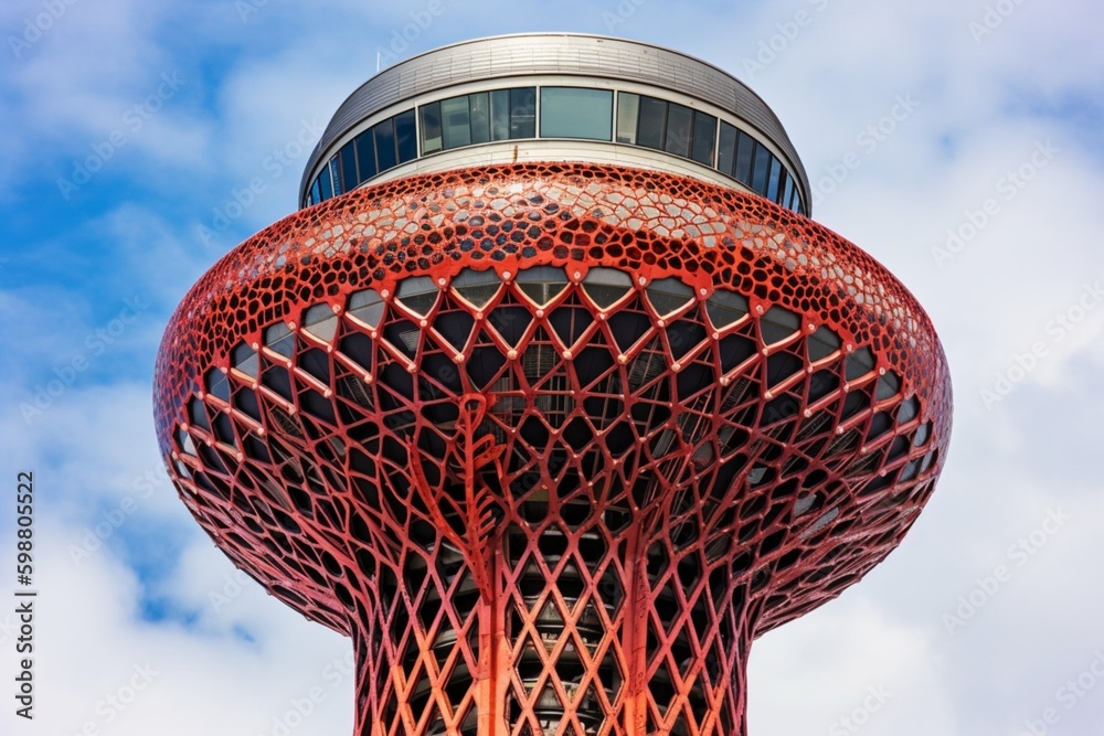 Red control tower Stock Photo | Adobe Stock