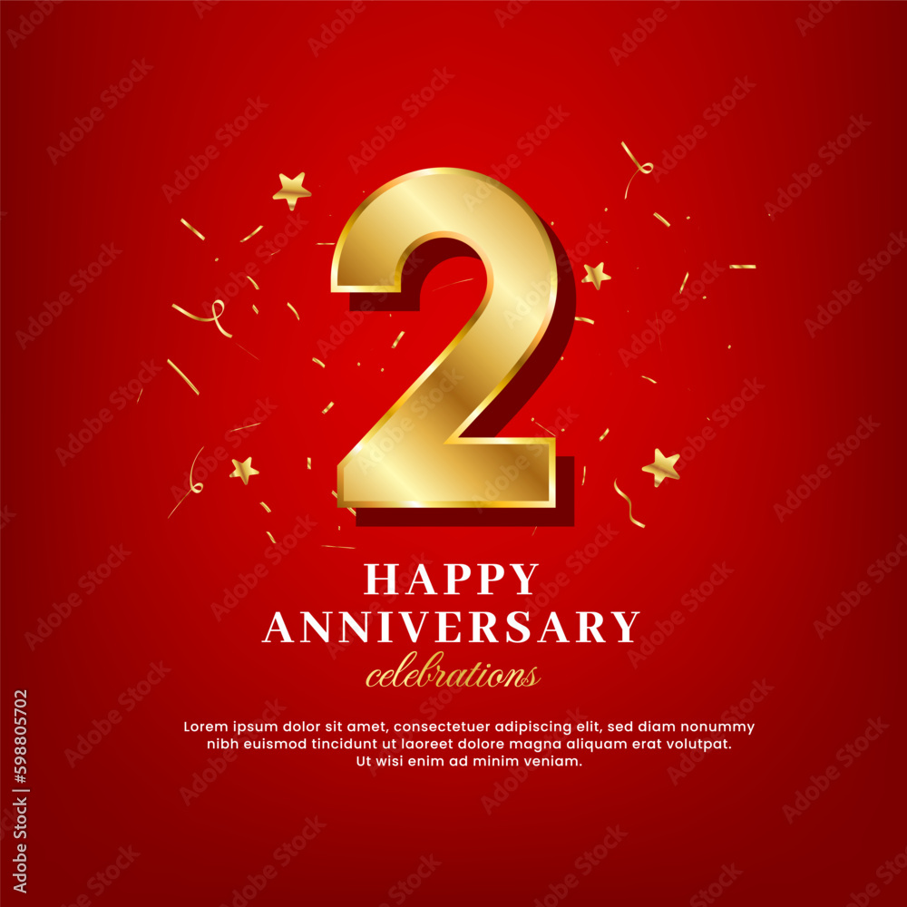 2 years of golden numbers, anniversary celebrating text, and ...