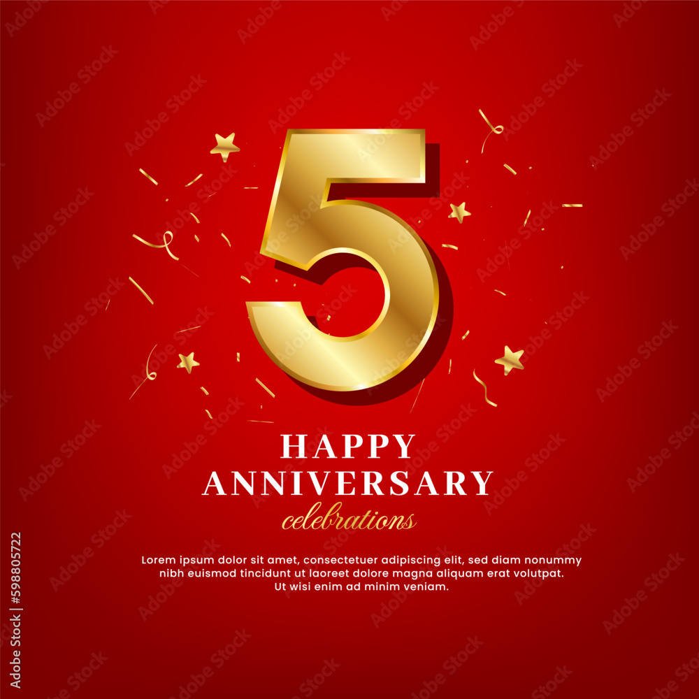 5 years of golden numbers, anniversary celebrating text, and ...