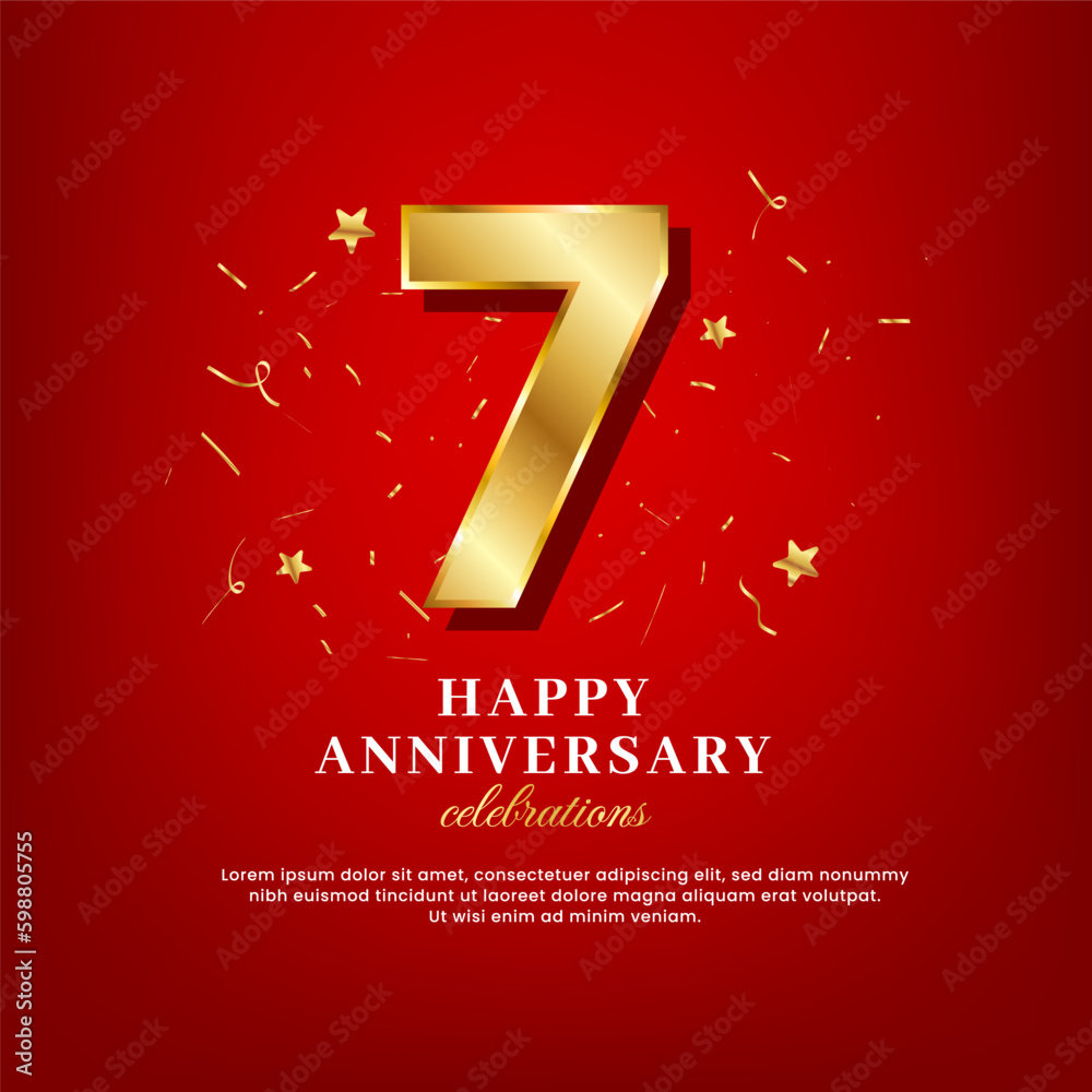 7 years of golden numbers, anniversary celebrating text, and ...