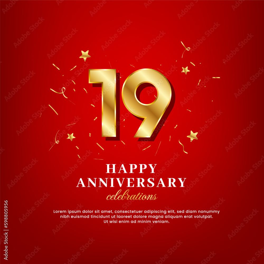 19 years of golden numbers, anniversary celebrating text, and ...