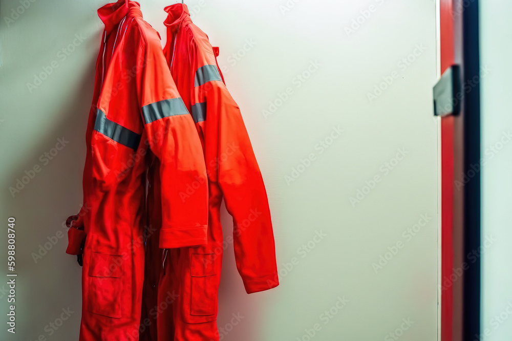 Safety orange body coverall uniform PPE of the Firefighter rescue man ...