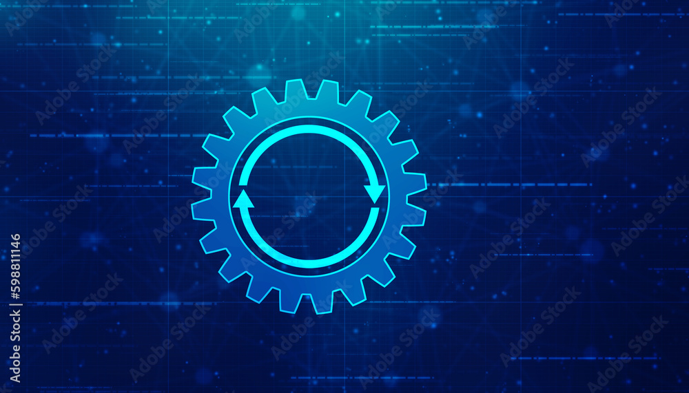 Update icon with binary codes on technology abstract background, Update ...