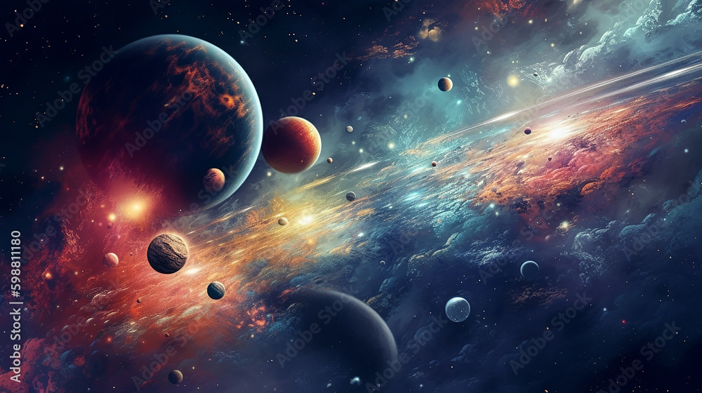 Planets, Stars and Galaxies in Outer Space Showing the Beauty of Space ...